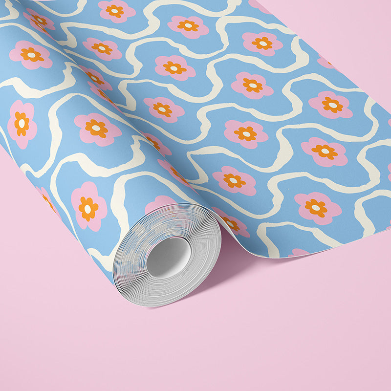 WIGGLE WIGGLE BLUE WALLPAPER – OhSoDaisy