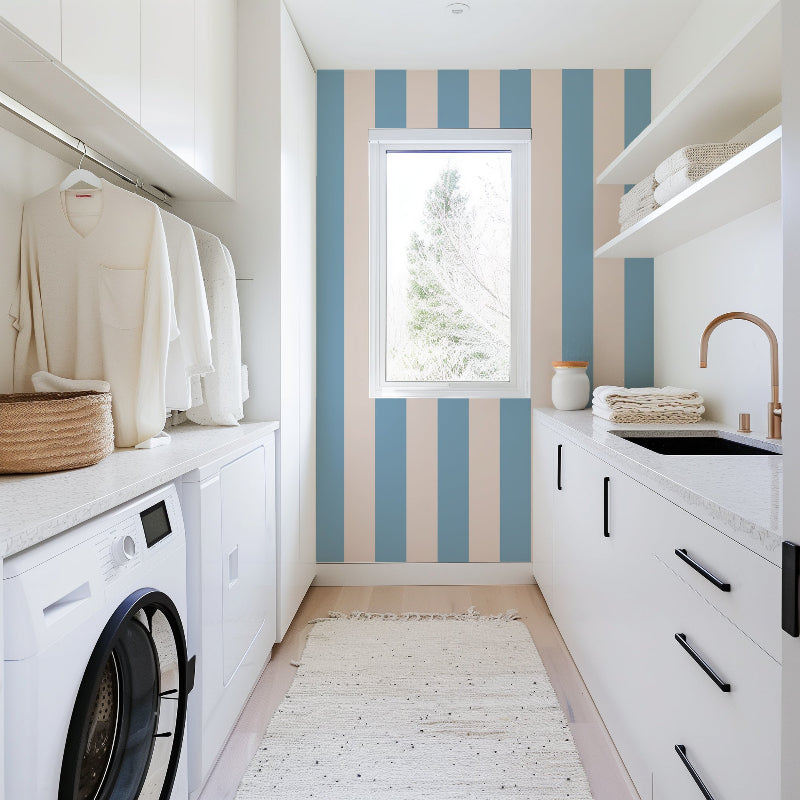 STATELY STRIPE CORNFLOWER BLUE WALLPAPER – OhSoDaisy
